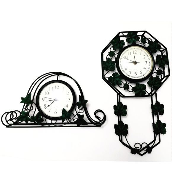 Home Interiors | Wall Decor | 2 Green Ivy On Black Wrought Iron ...